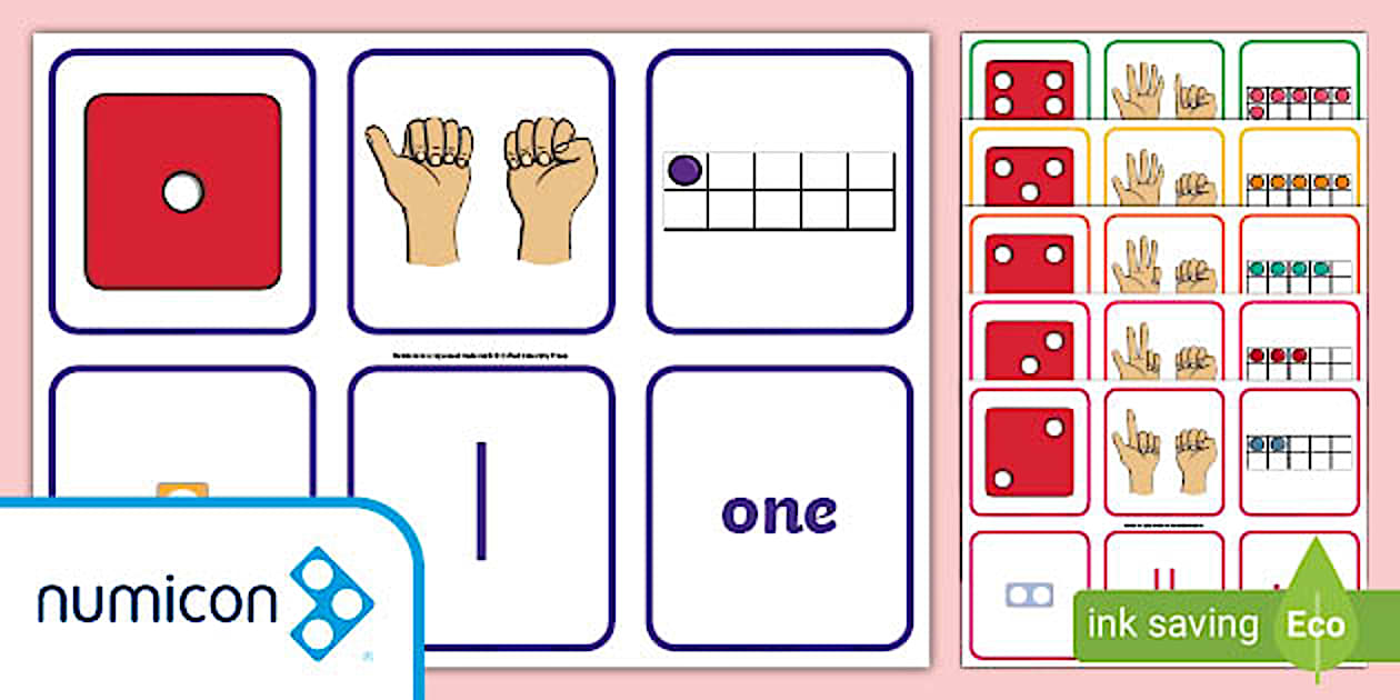 Representing Numbers to 10 Matching Cards Numicon Shapes